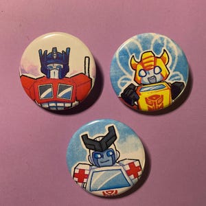 Transformers Robots Button Pin Characters Autobot Decepticon Car Toy ...