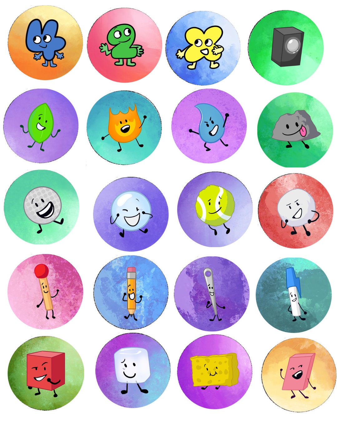 BFDI Battle for Battle for Dream Island Bfb Tpot Object Show Pins - Etsy