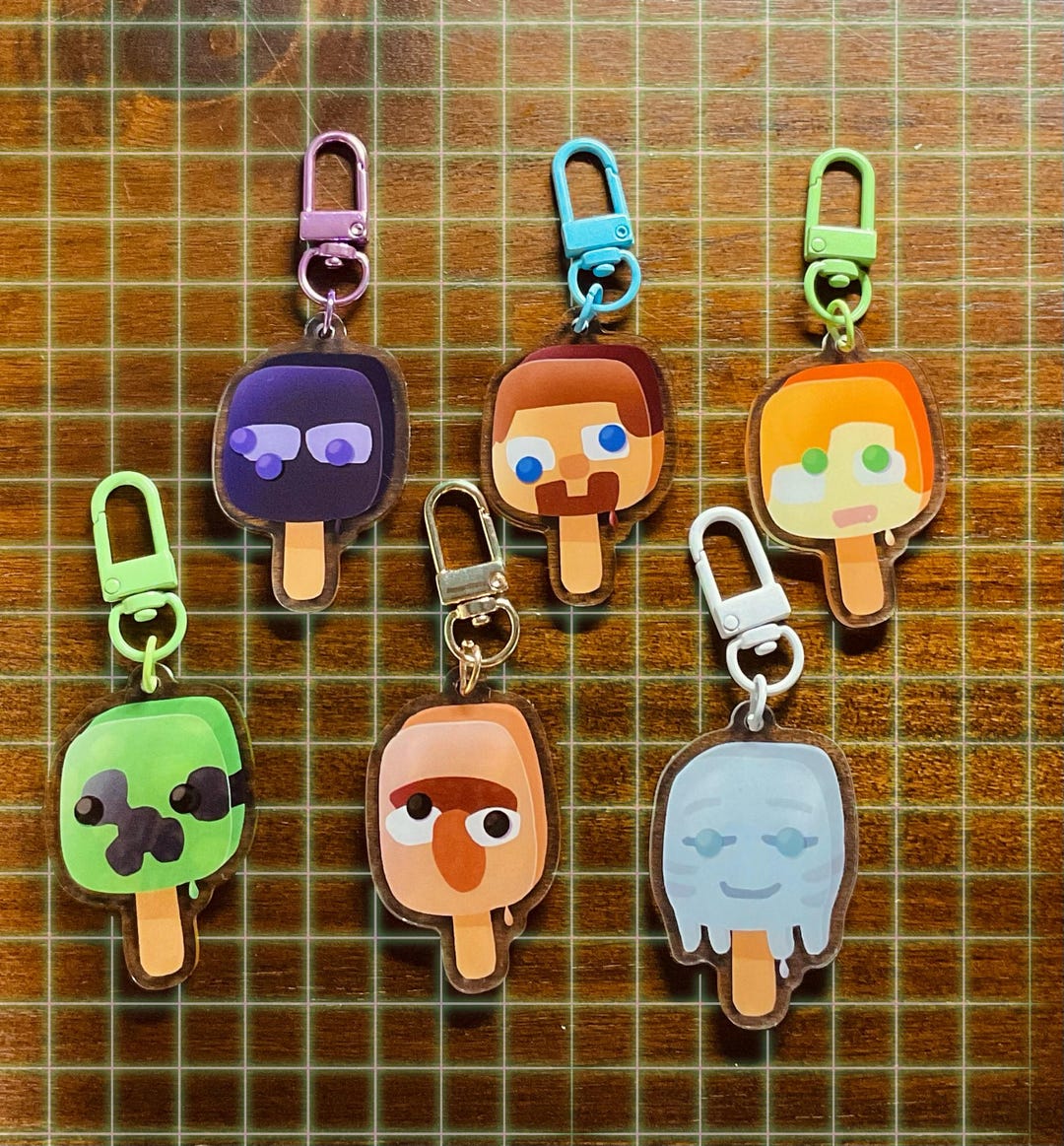 Minecraft Popsicle Keychains 2 Inch Video Game Derpy Charms - Etsy
