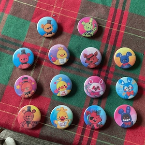 Five Nights at Freddy’s Fnaf Button Pins Chica Bonnie Foxy Fanart Cute ...