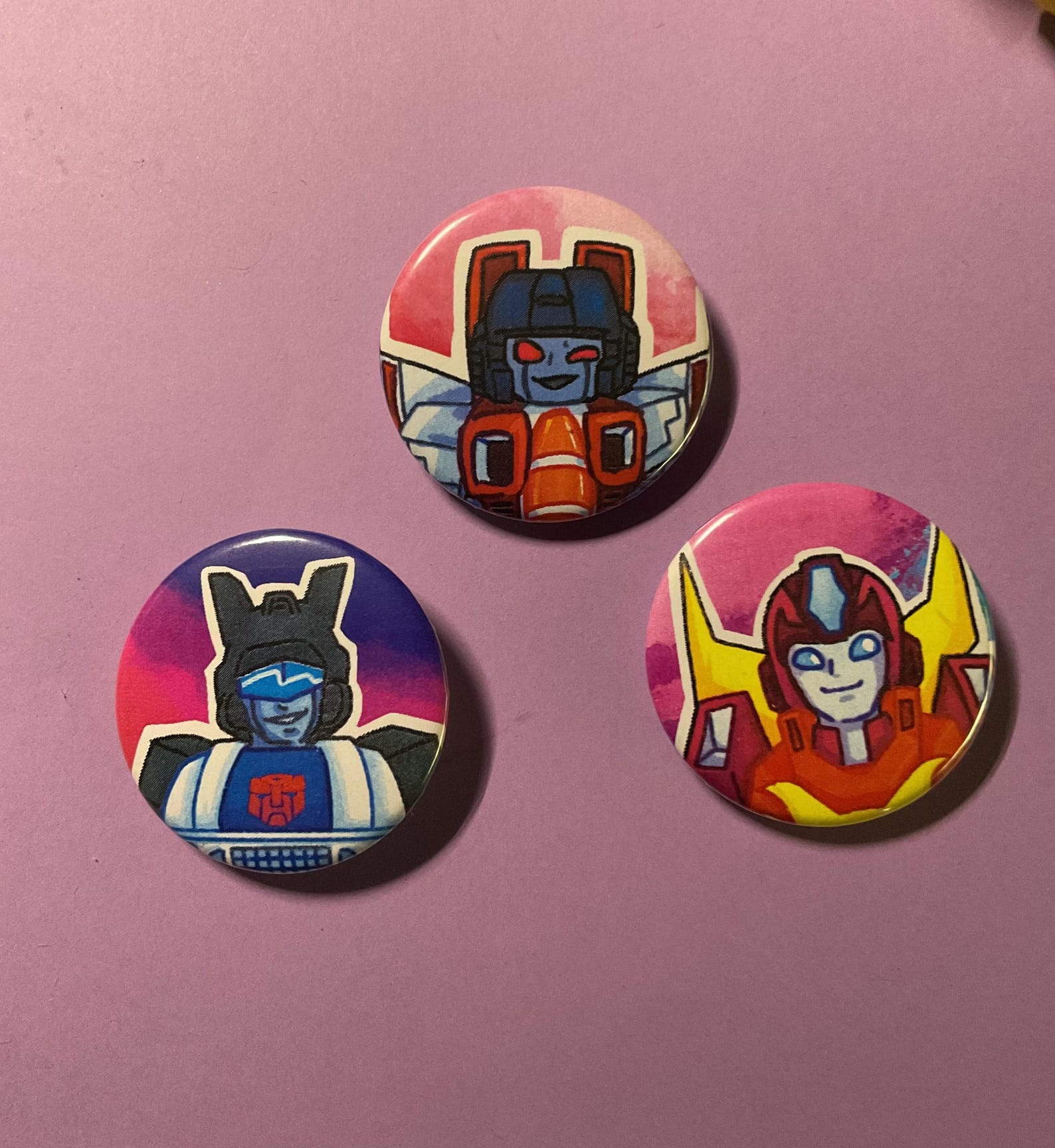 Transformers Robots Button Pin Characters Autobot Decepticon Car Toy ...