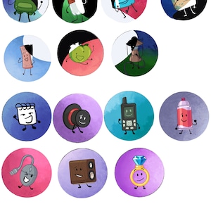 5 Mystery Object Show Button Pin Bundle 5 Random Pins Object Show Bfdi ...