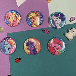 Mlp My Little Pony Button Pins Ponies Derpy Hooves Rainbow Dash Flutter ...