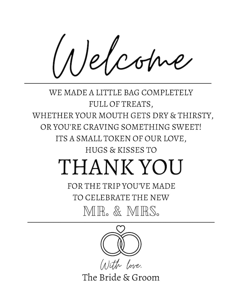 Wedding Welcome Greeting Message - Etsy