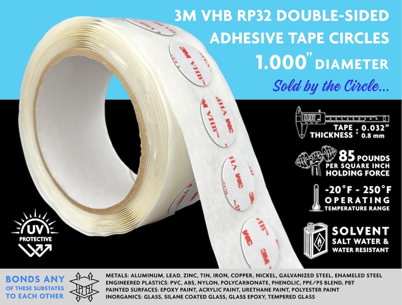 Sold by the Circle: 3M VHB RP32 Double-sided Adhesive Circles, 1.000 ...