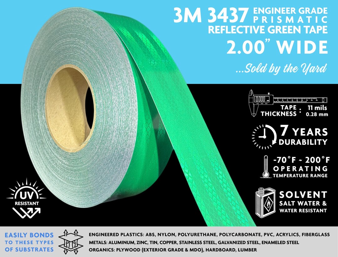 3M 3437 Engineer Grade Prismatic Reflective Tape (EGP), Green, 2.00 ...