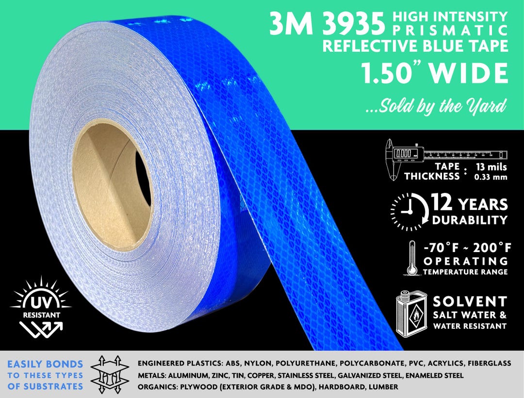 3M 3935 High Intensity Prismatic Reflective Tape (HIP), Blue, 1.50 ...
