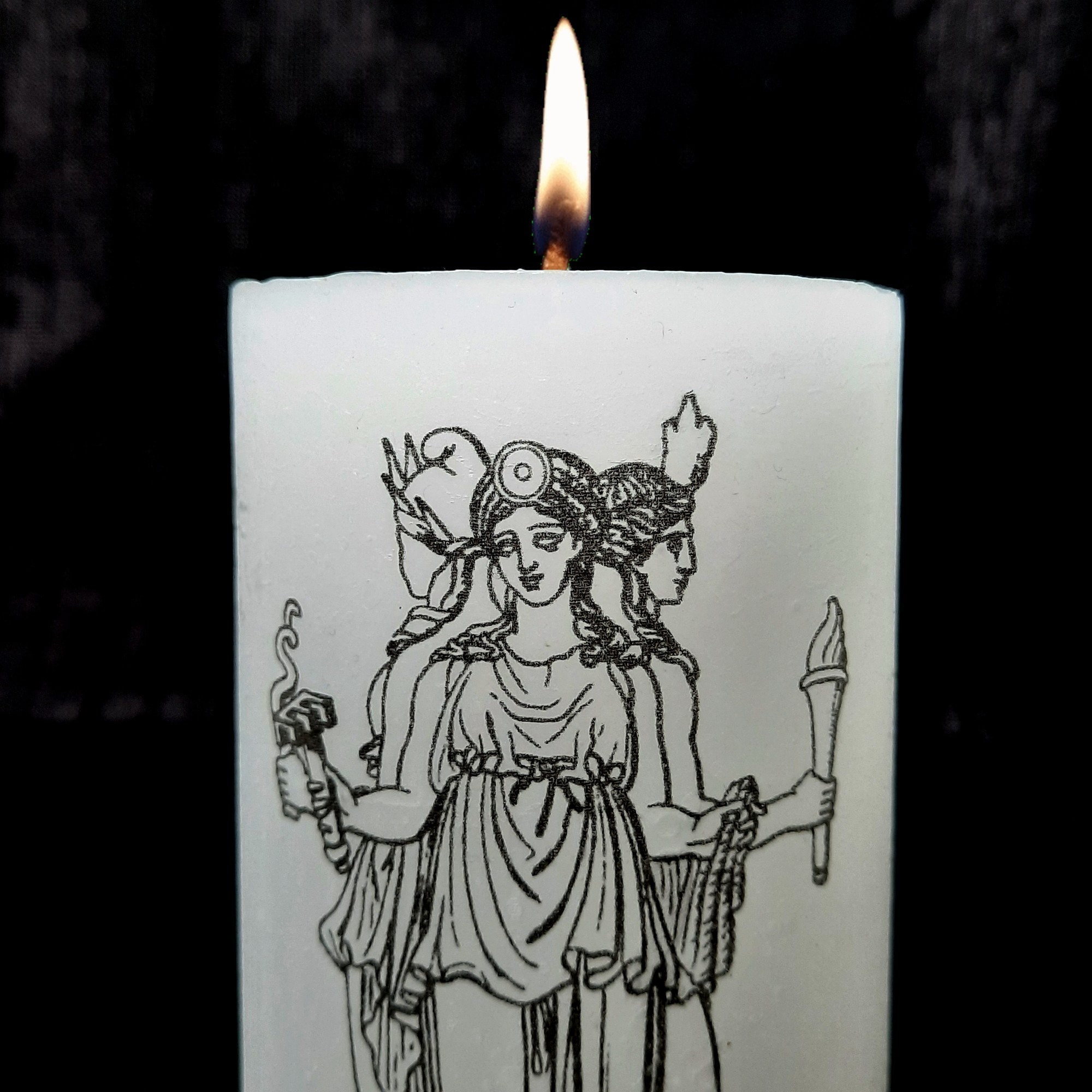 Triple Hekate Pillar Candle Hecate Width 6.8 Cm Height 8 - Etsy