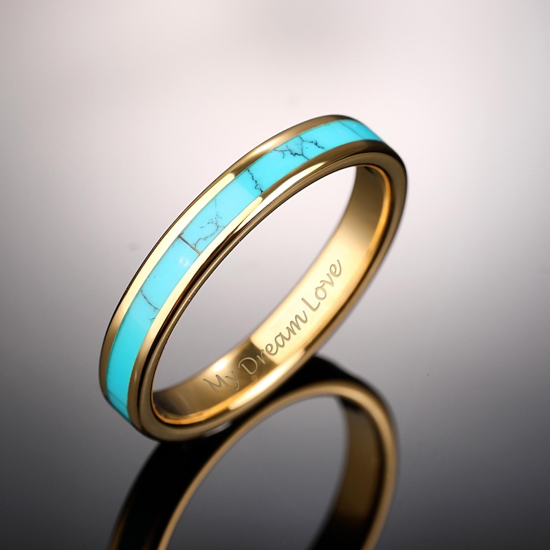 Turquoise Ring 4mm Band - Etsy