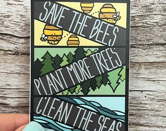 Clean the Seas, Plant More Trees, Save the Bees Vinyl Sticker Tumbler ...