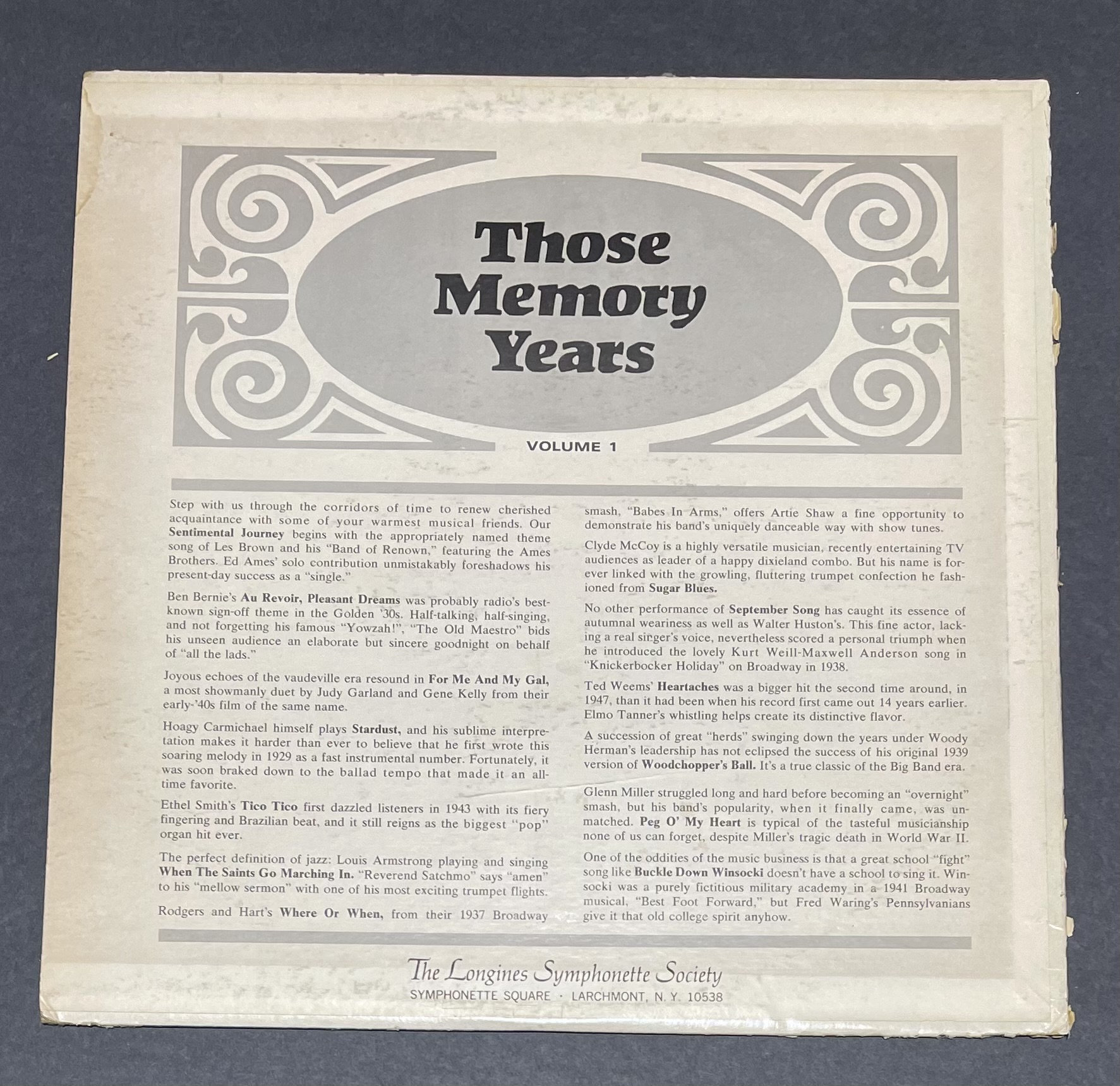 Vintage Vinyl - the Longines Symphonette Society - Those Memory Years ...
