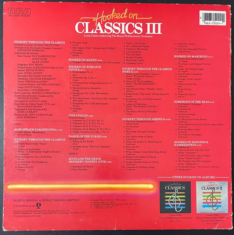 Vintage Vinyl Louis Clark/ the Royal Philharmonic Orchestra Hooked on Classics 3 RCA Records ...