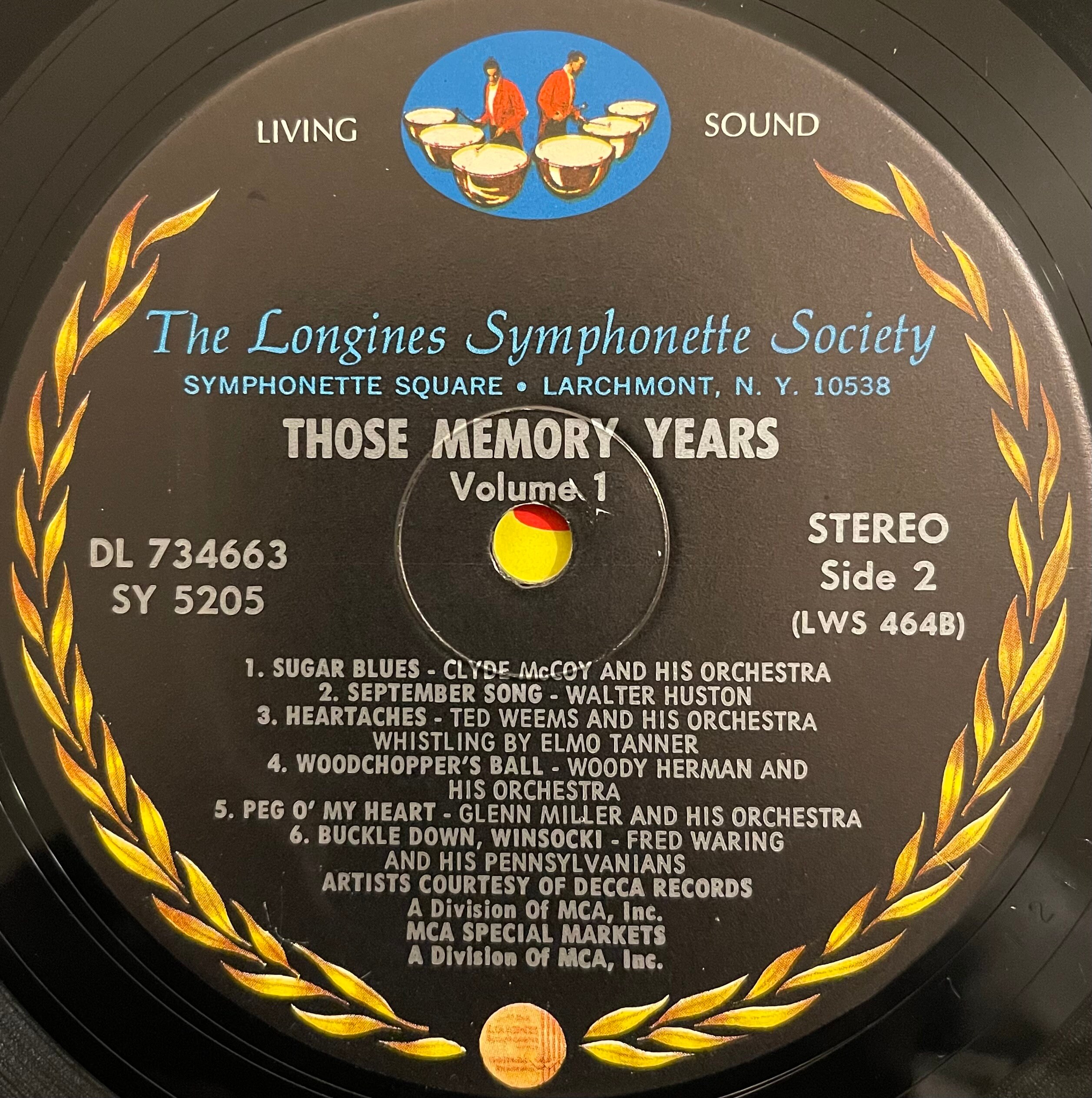 Vintage Vinyl the Longines Symphonette Society Those Memory Years ...