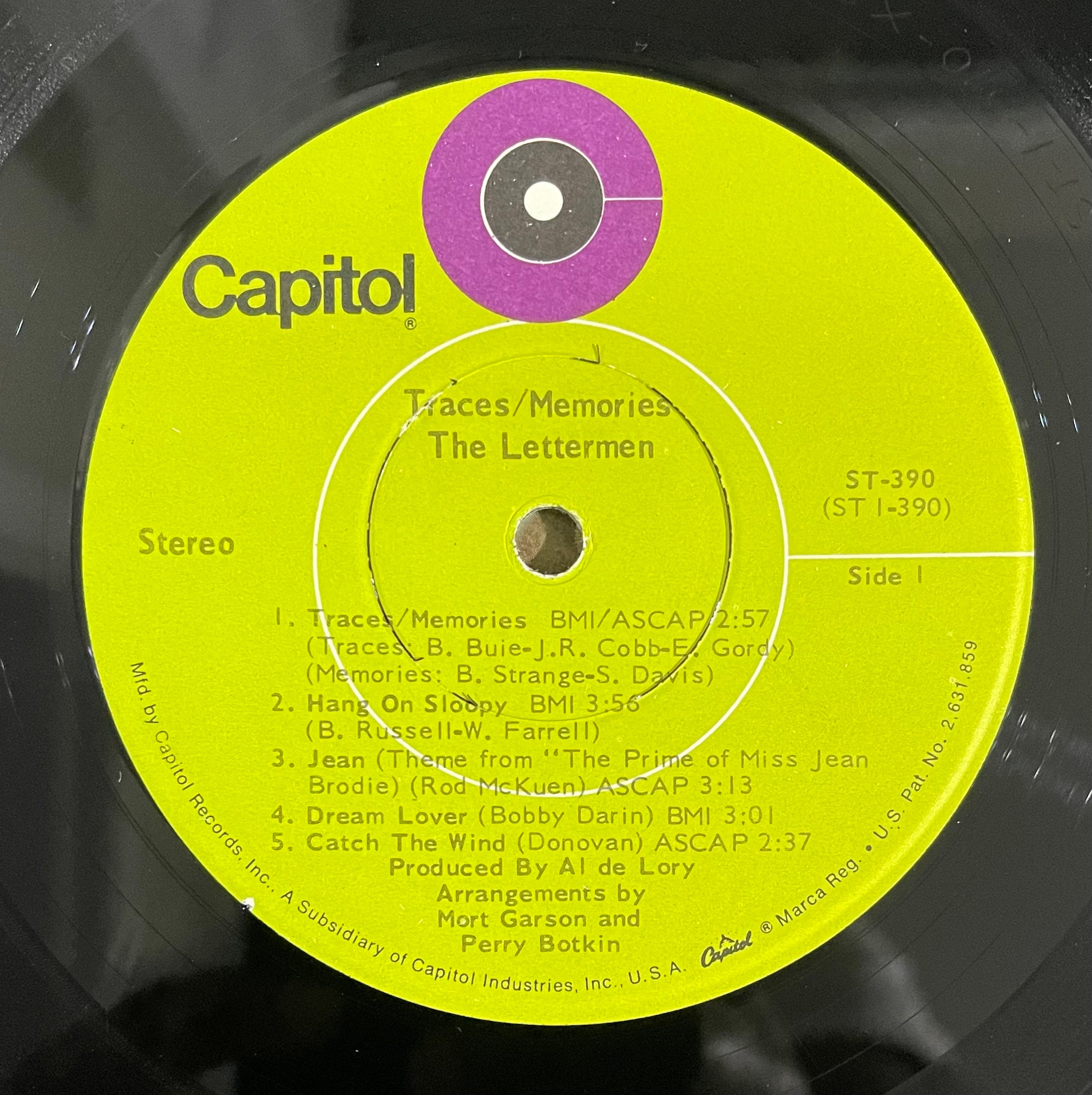 Vintage Vinyl the Lettermen Traces/memories 1969 Pop/vocal Capitol ...