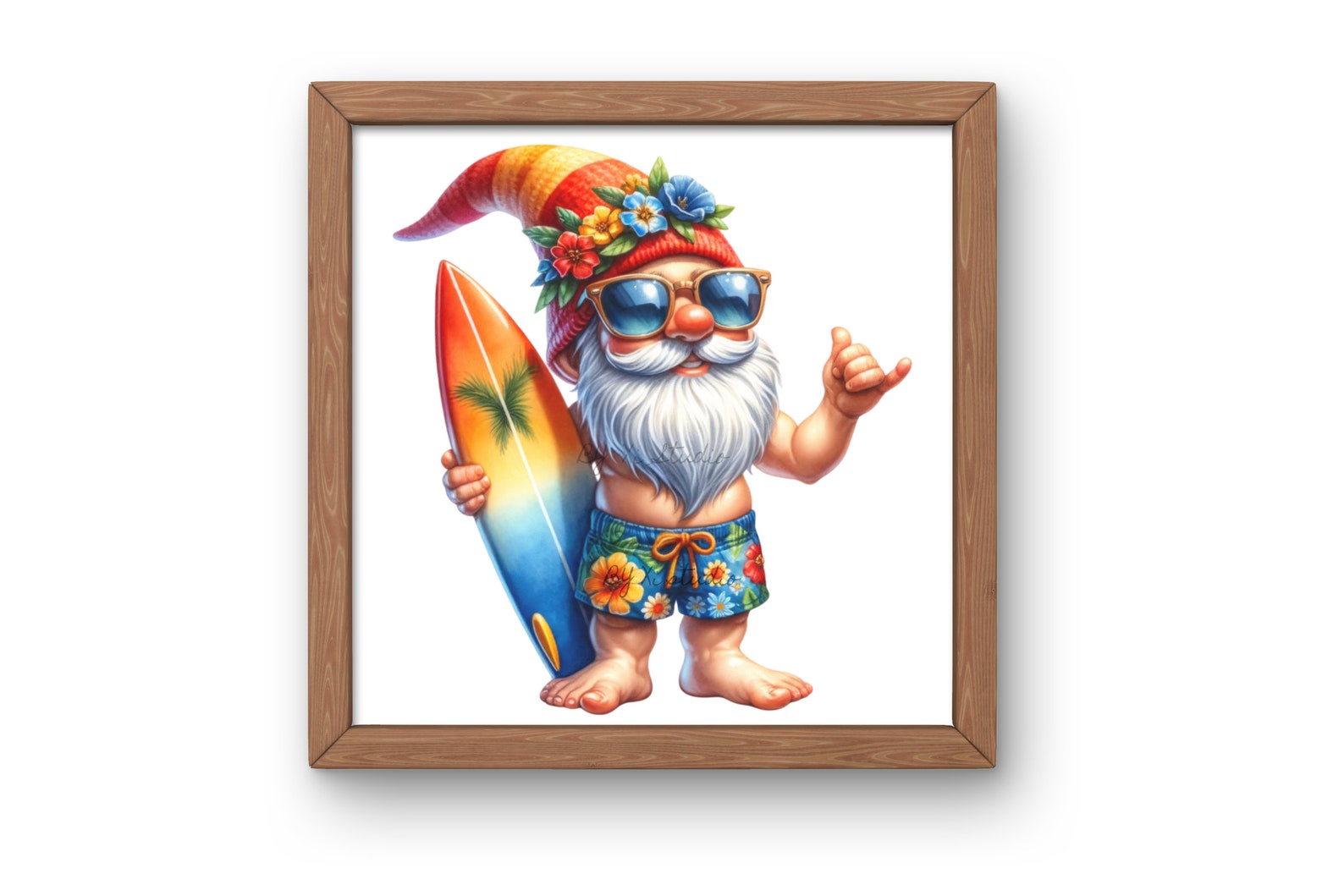 Watercolor Summer Beach Gnome Clipart, Surf Gnome Clipart, Beach Gnome ...