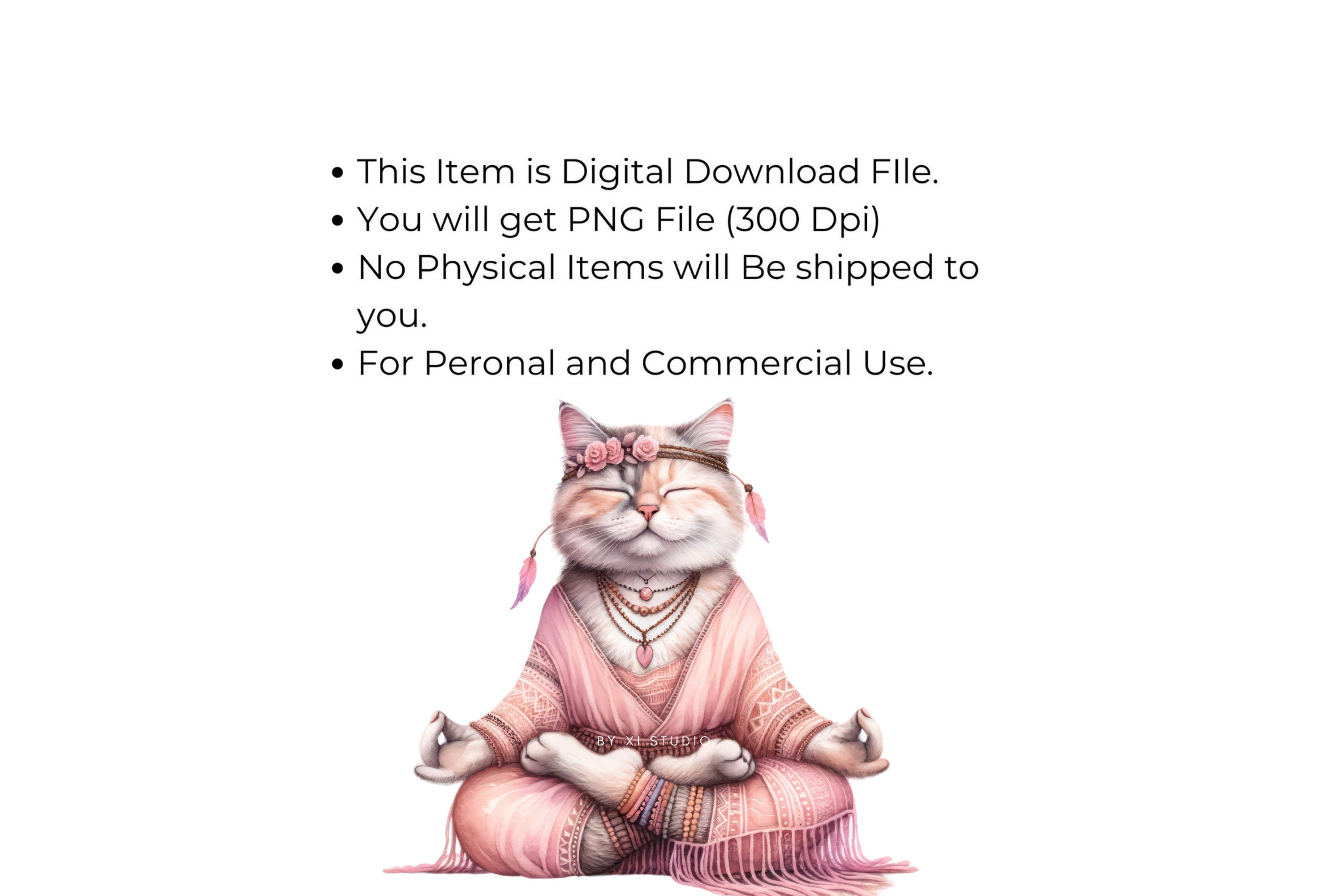 Boho Yoga Cat Clipart, Funny Cat Illustrations, Cat Clip Art, Yoga PNG ...