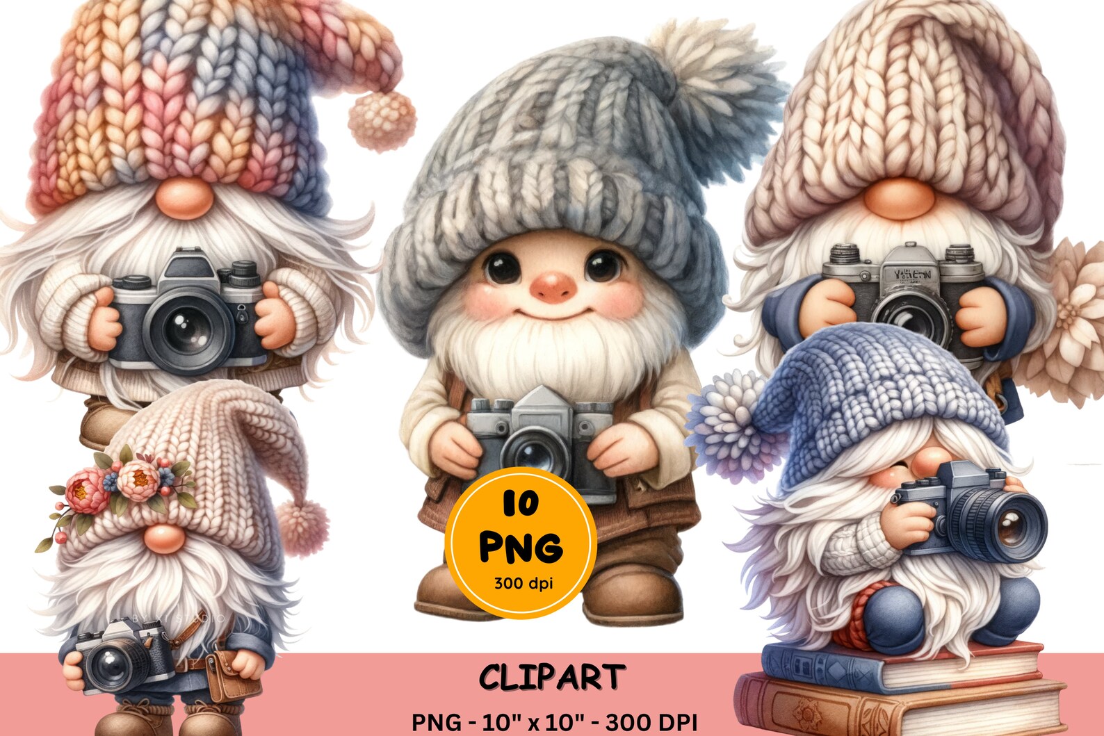 Camera Photographer Gnome Clipart, Camera Gnome PNG, Cute Gnomes ...