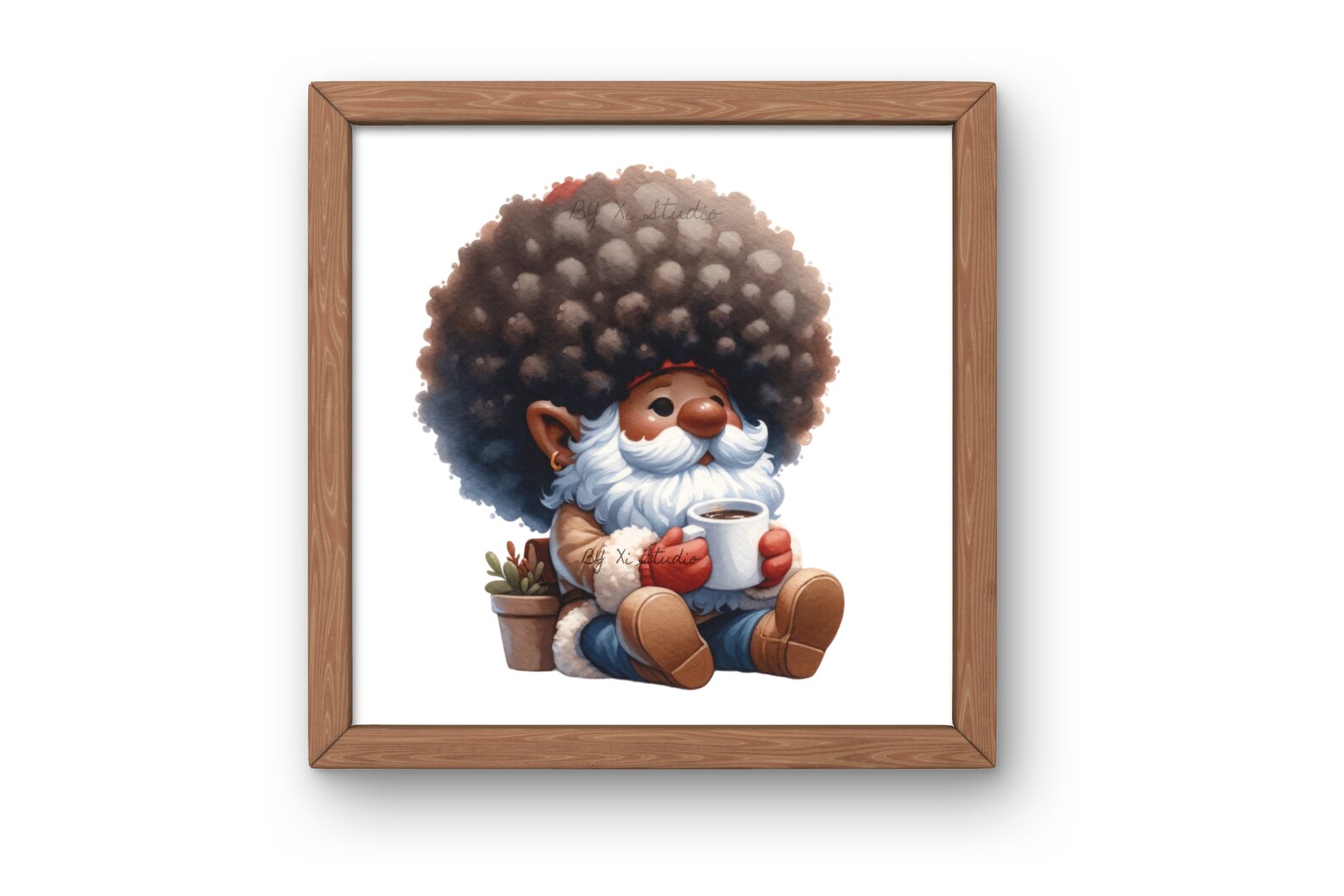 Afro Coffee Gnome Clipart, Black Gnome PNG, Coffee Gnome Clip Art ...