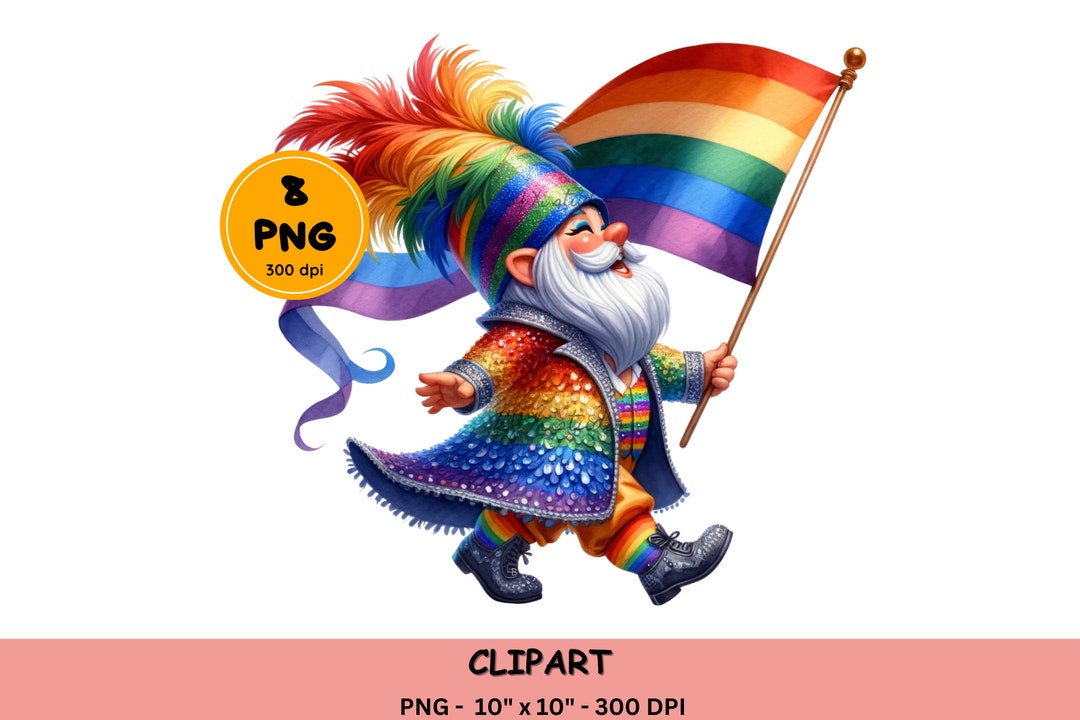LGBTQ Pride Gnome Clipart, Rainbow Pride Gnome PNG, LGBT Pride ...