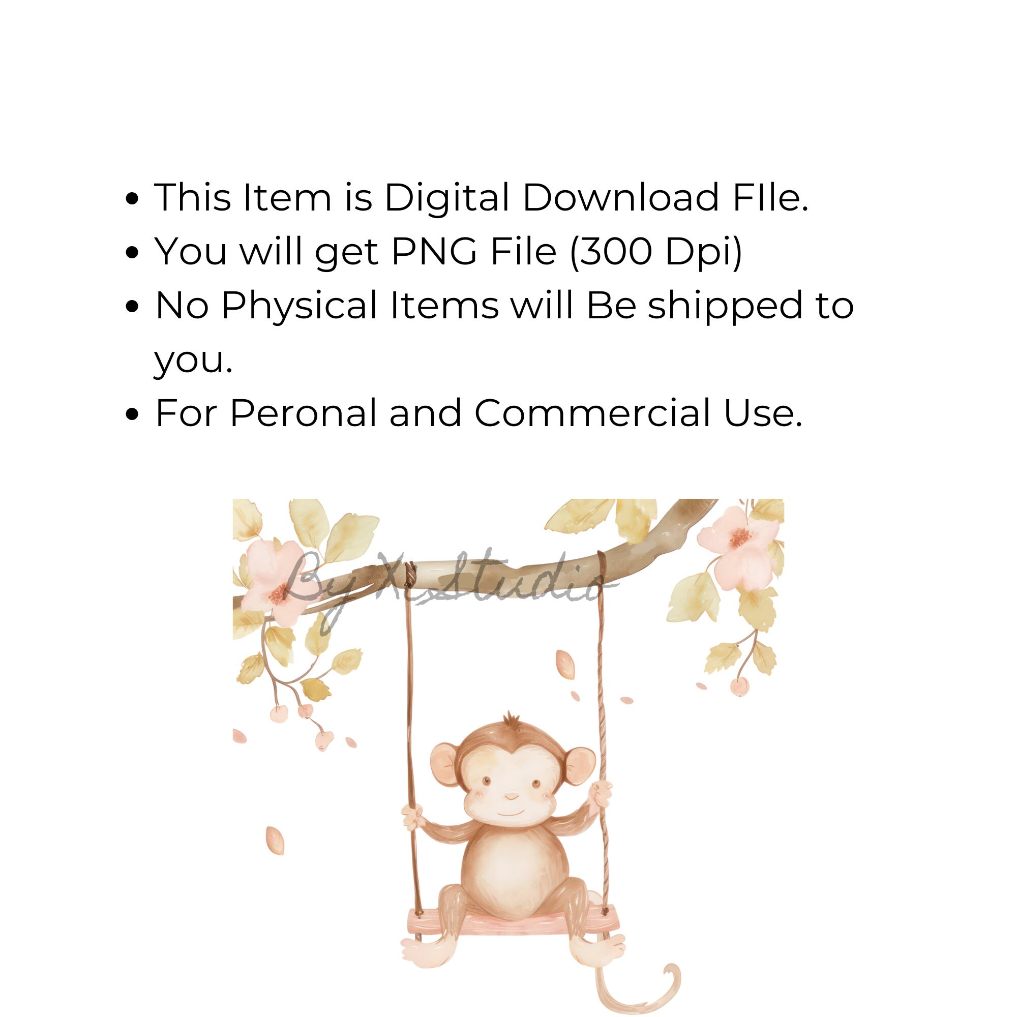 Watercolor Baby Animals on Swing Clipart, Cute Animals Clip Art, Lion ...