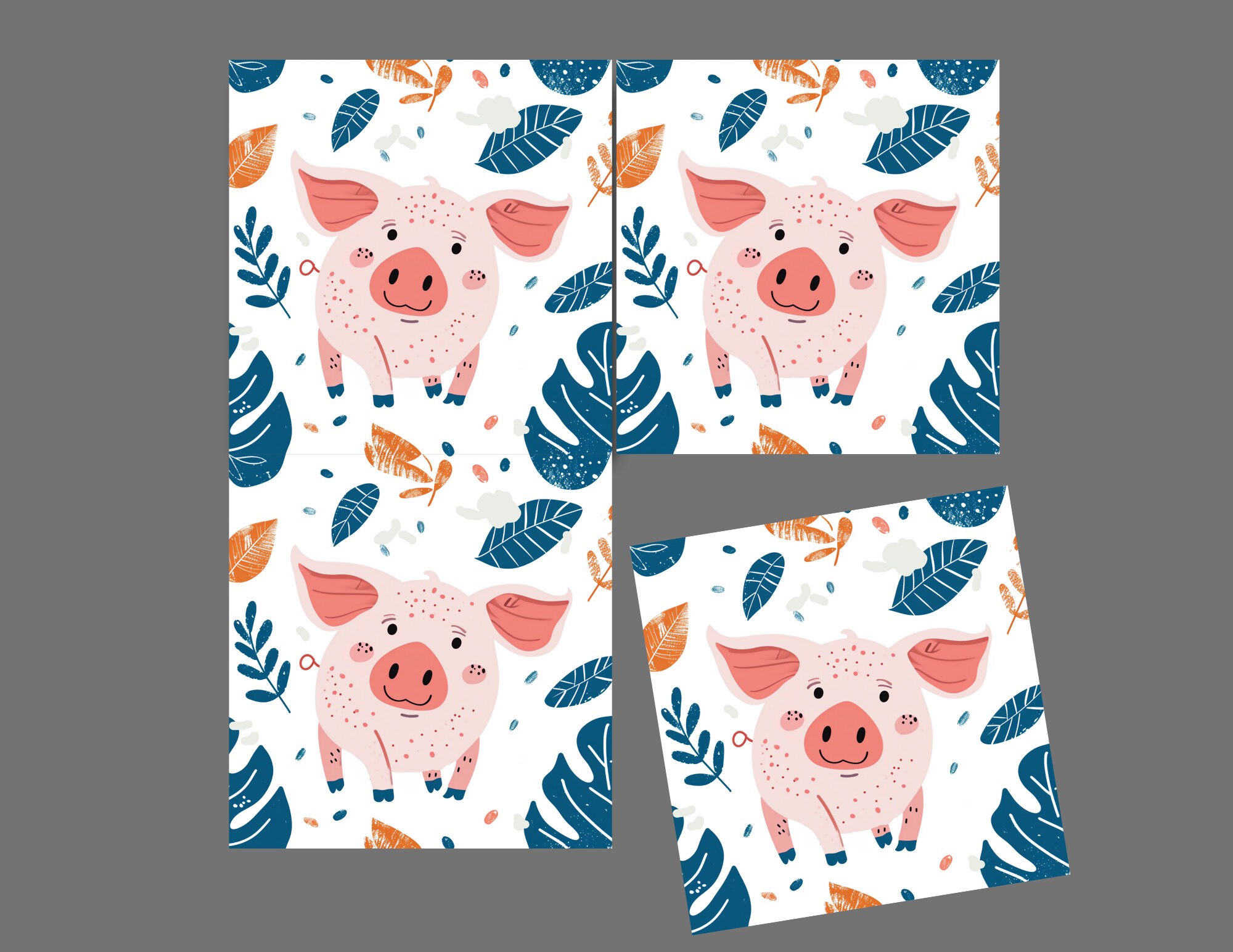 Cute Pig Illustration Digital Paper Pack, Seamless, Printable Craft ...