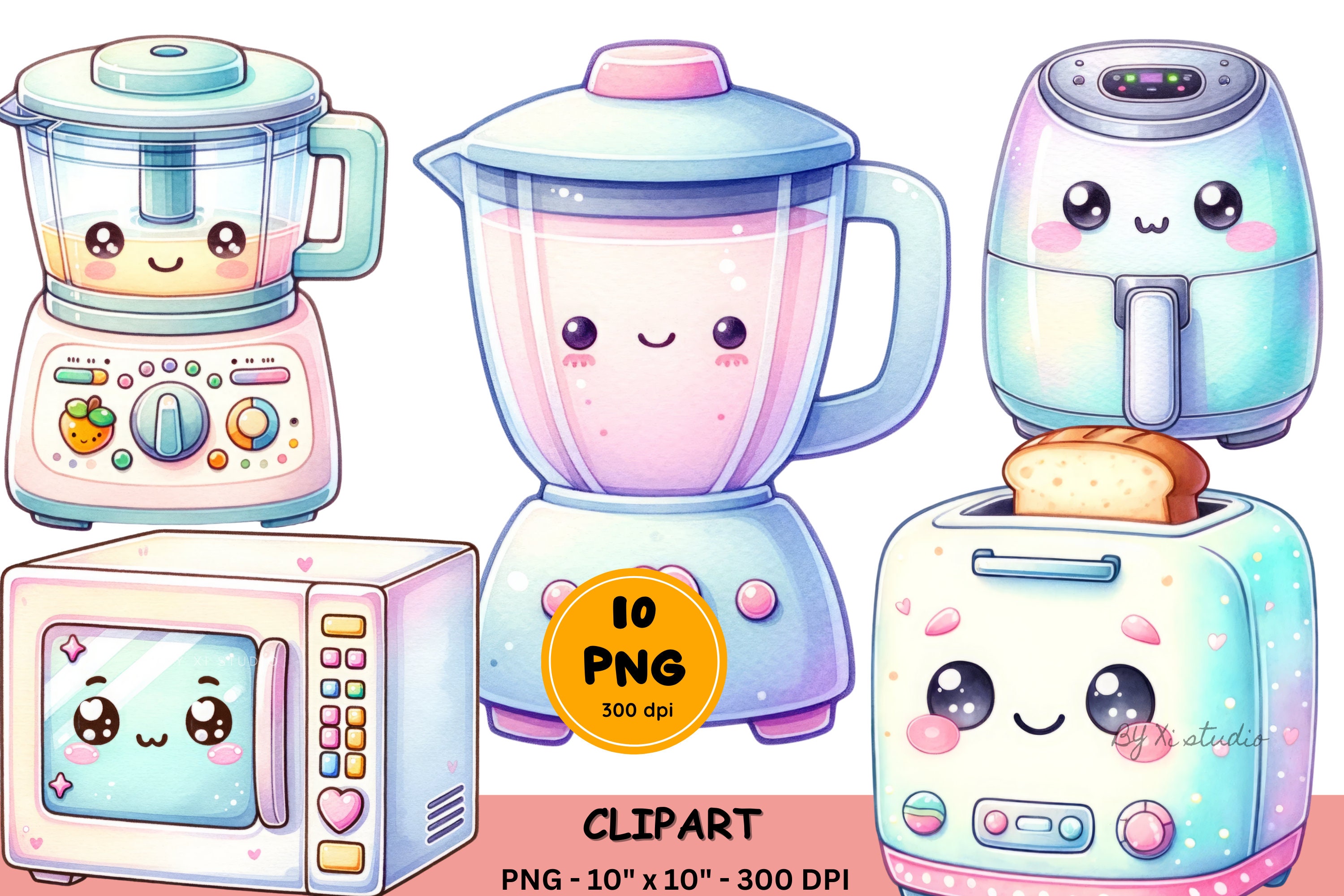 Cute Kitchen Machine Clipart, Kitchen Utensils Clip Art, Kawaii Cooking ...