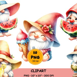 Cute Summer Gnome Clipart, Summer Drink Gnome Sublimation Design, Ice ...