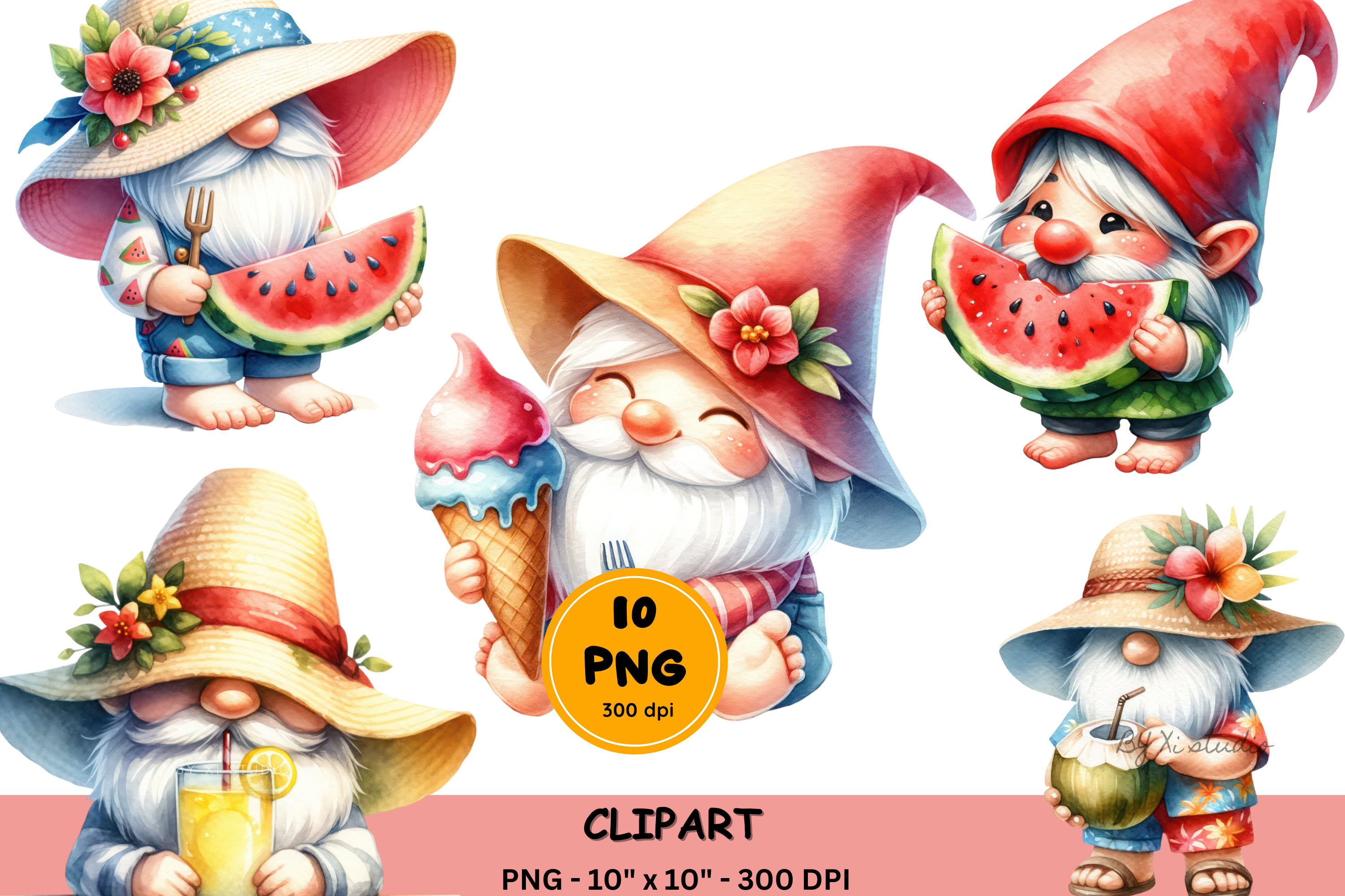 Cute Summer Gnome Clipart, Summer Drink Gnome Sublimation Design, Ice ...