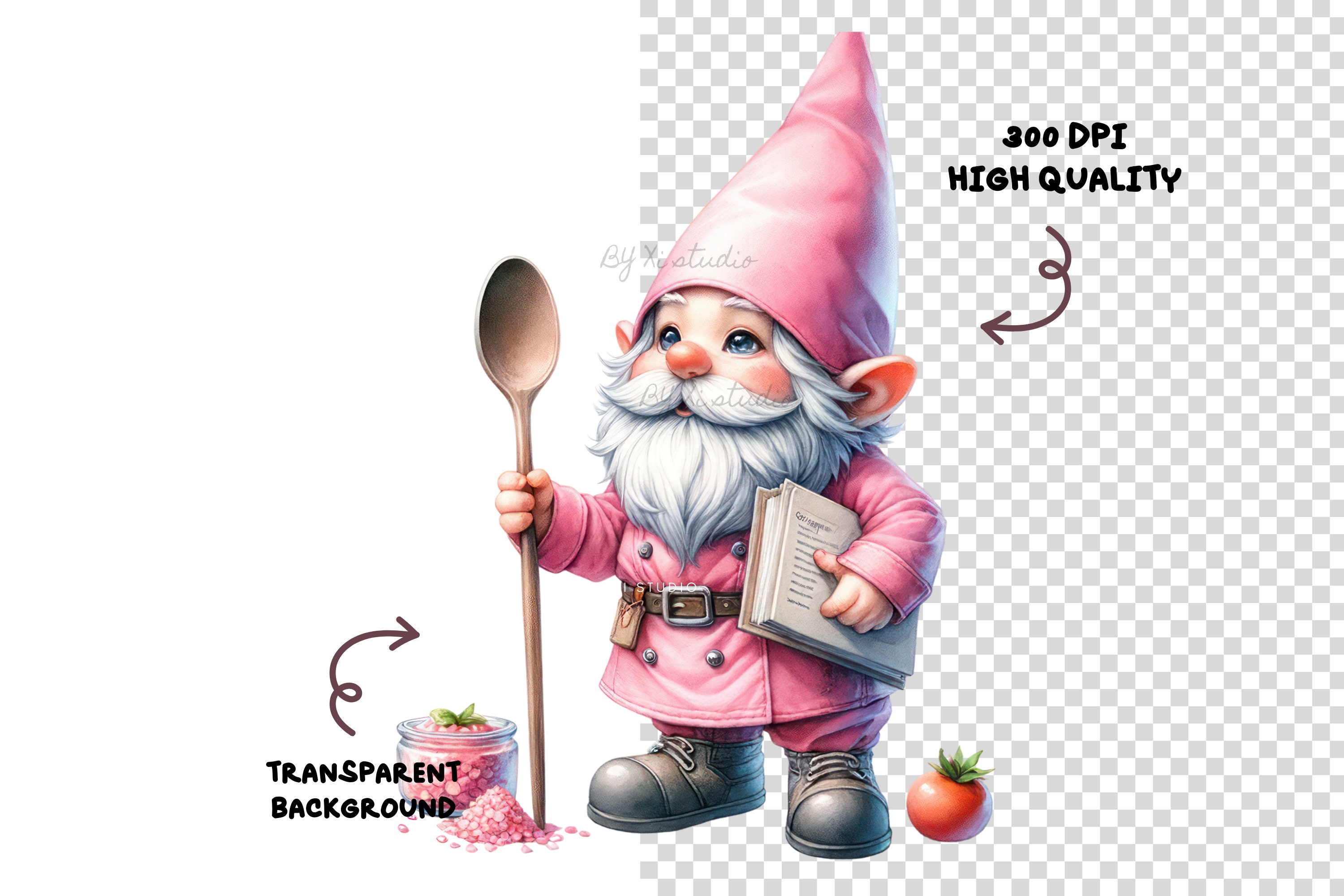 Watercolor Chef Gnome, Cooking Gnome Png, Kitchen Gnomes Illustration ...