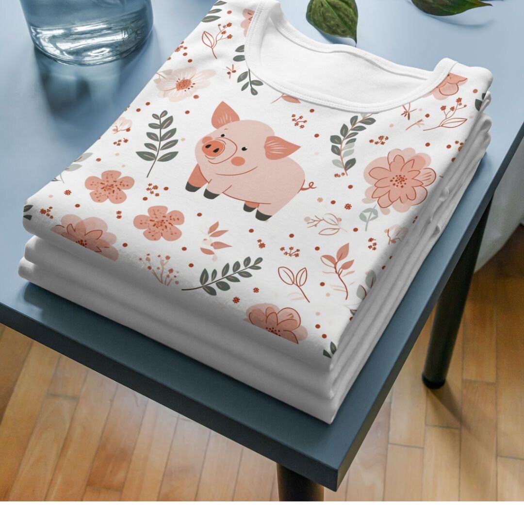 Cute Pig Illustration Digital Paper Pack, Seamless, Printable Craft ...