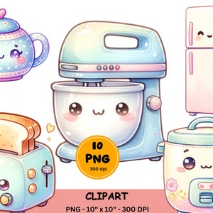 Cute Kitchen Machine Clipart, Kitchen Utensils Clip Art, Kawaii Cooking ...