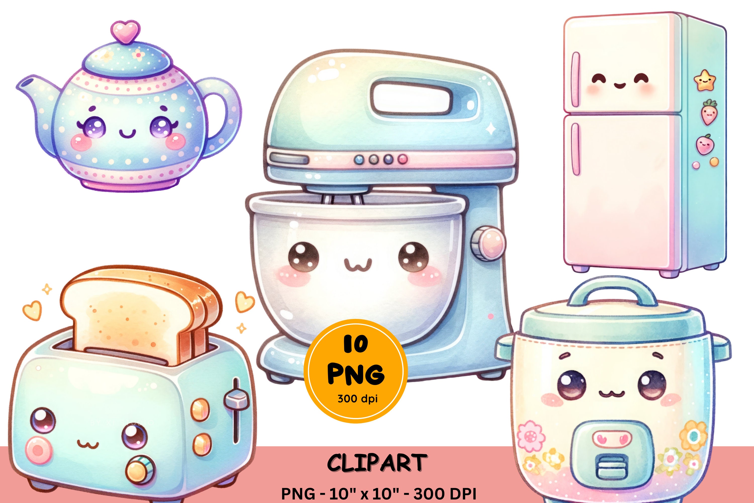 Cute Kitchen Machine Clipart, Kitchen Utensils Clip Art, Kawaii Cooking ...