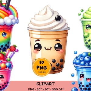 Kawaii Bubble Tea Clipart, Cute Boba Tea Clipart, Boba Tea Cartoon ...