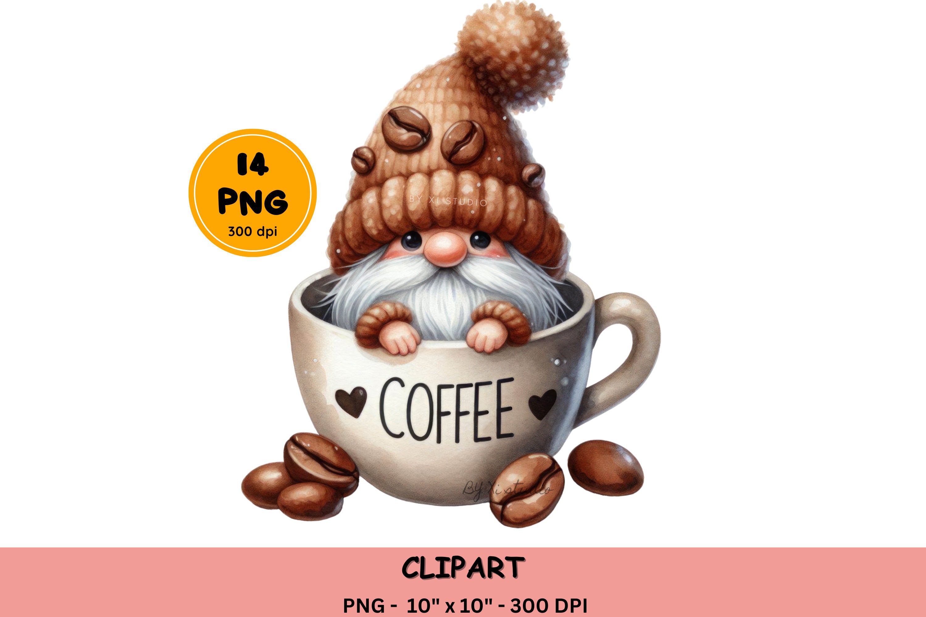 Watercolor Coffee Cup Gnome Clipart, Coffee Gnome PNG, Coffee Lover ...