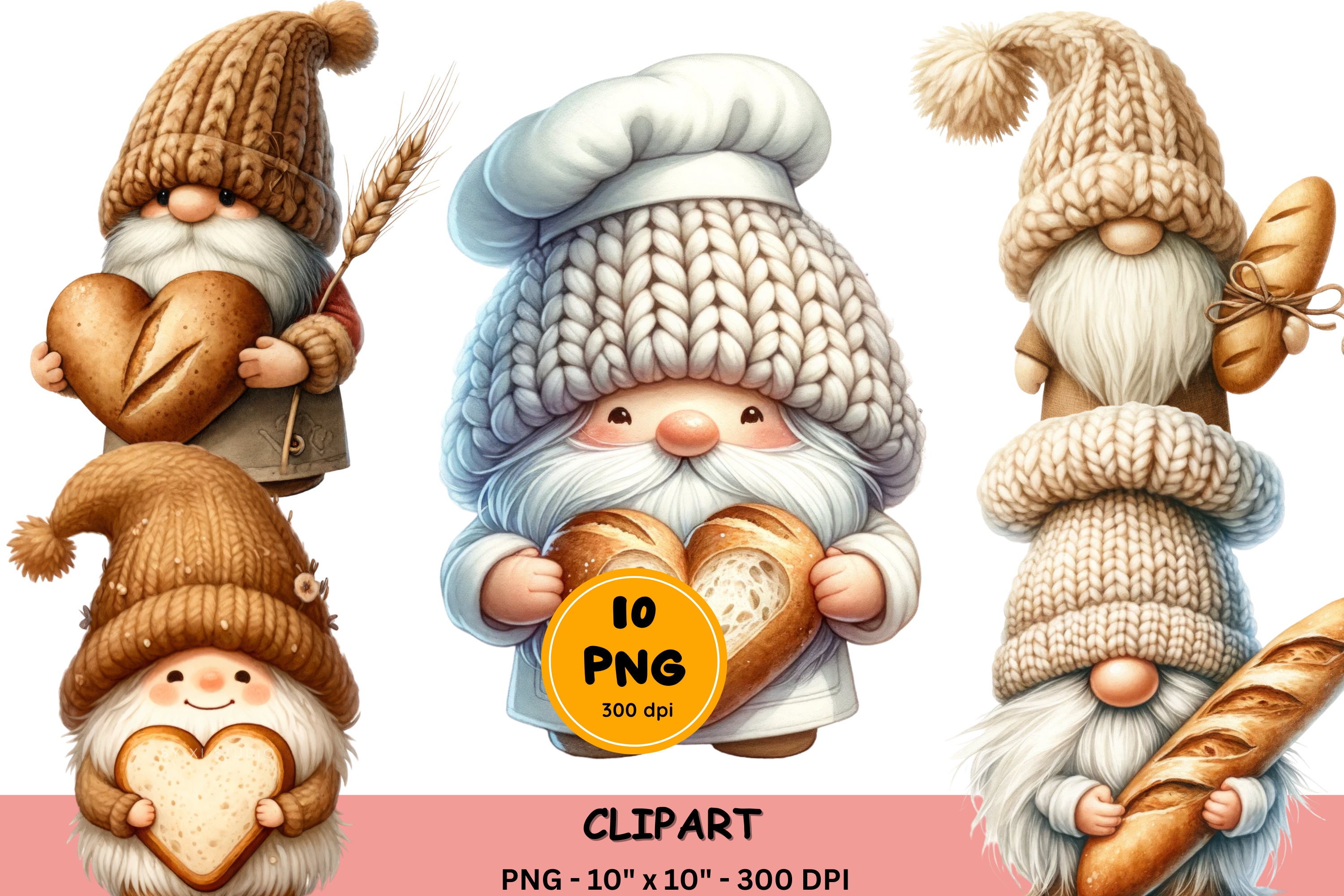Baker Gnome Clipart, Bread Gnome PNG, Baking Gnome Clip Art, Heart ...