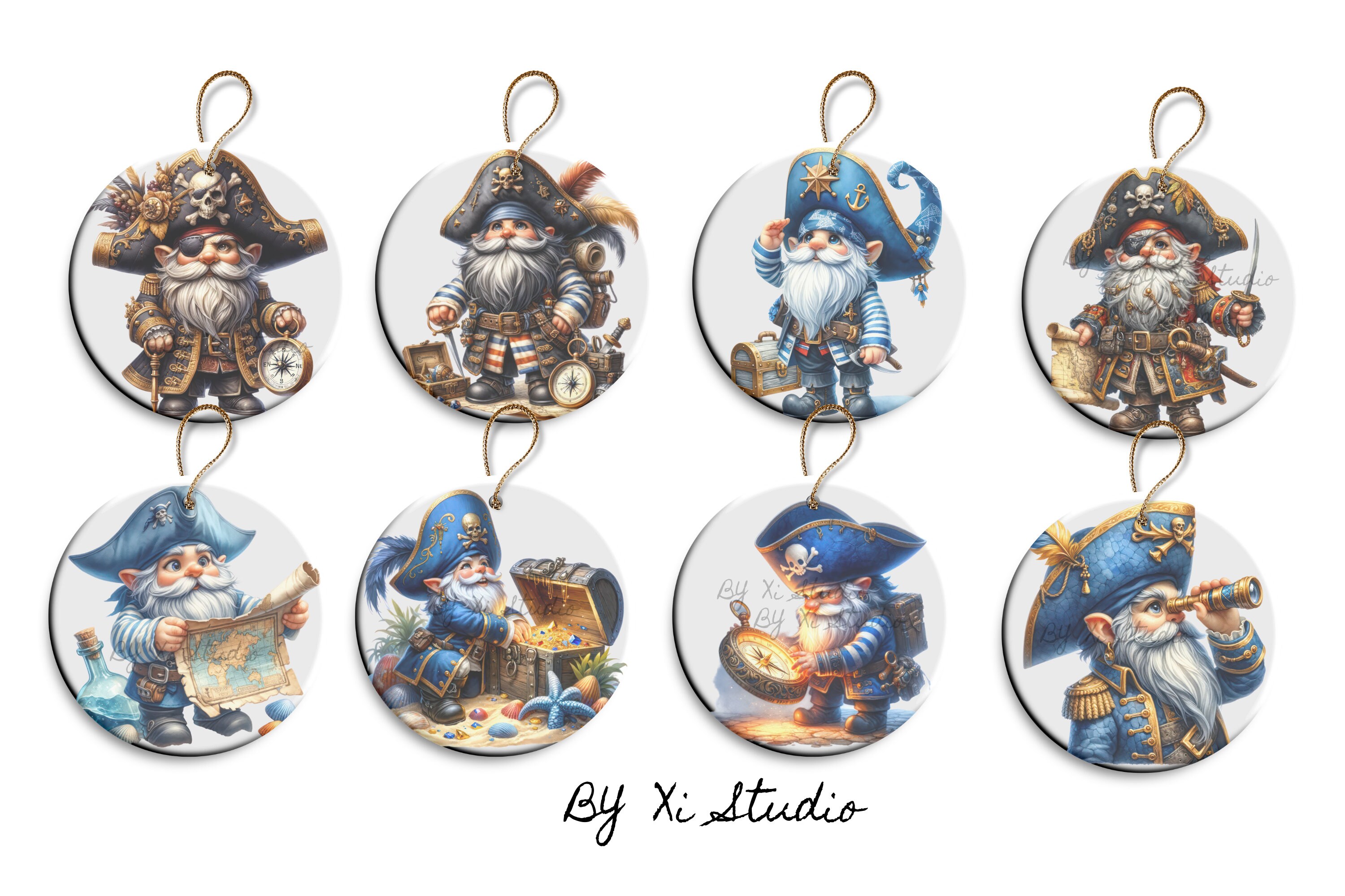 Watercolor Pirate Gnome Clipart, Gnome Sublimation Design, Pirate ...
