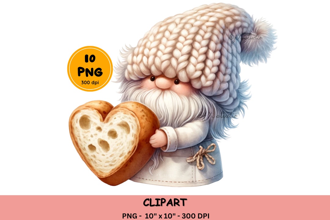 Baker Gnome Clipart, Bread Gnome PNG, Baking Gnome Clip Art, Heart ...
