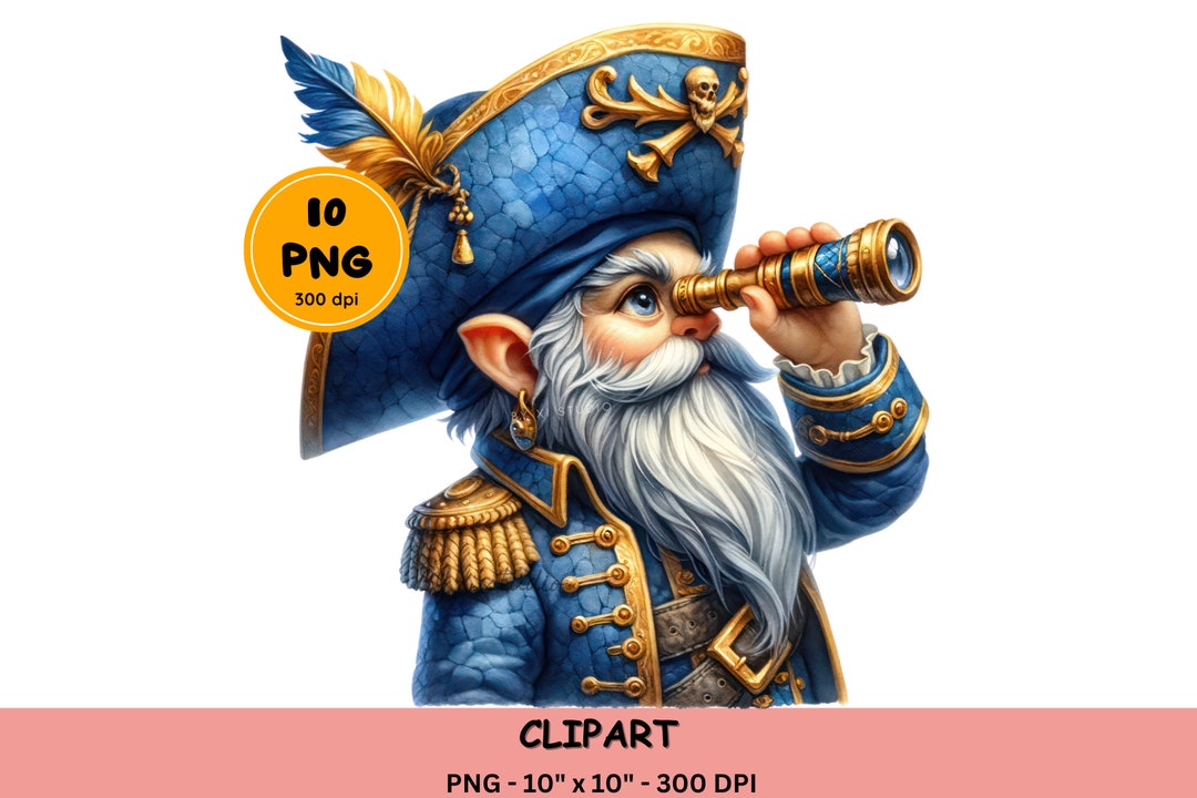 Watercolor Pirate Gnome Clipart, Gnome Sublimation Design, Pirate ...