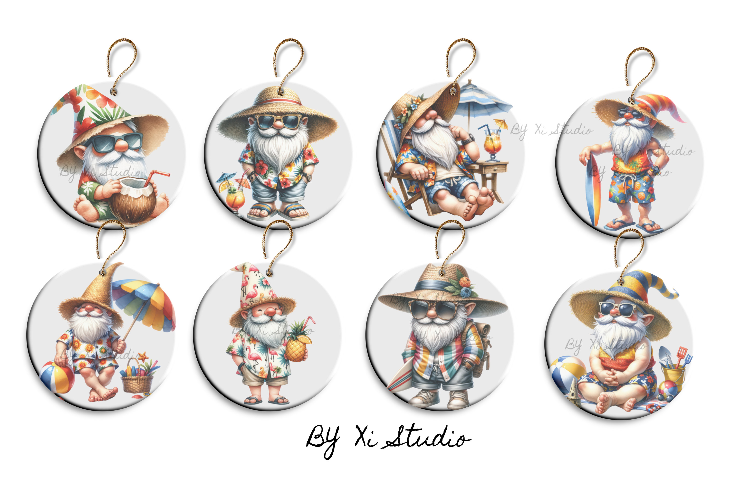 Watercolor Summer Gnome Clipart, Summer Beach Gnome Sublimation Design ...