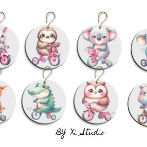 Watercolor Assorted Safari Animals on Tricycle Clipart, Baby Animal ...