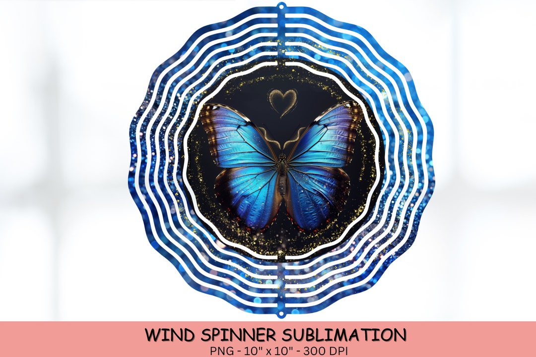 Blue Butterfly Wind Spinner Sublimation Design, Butterly Png, Butterfly ...