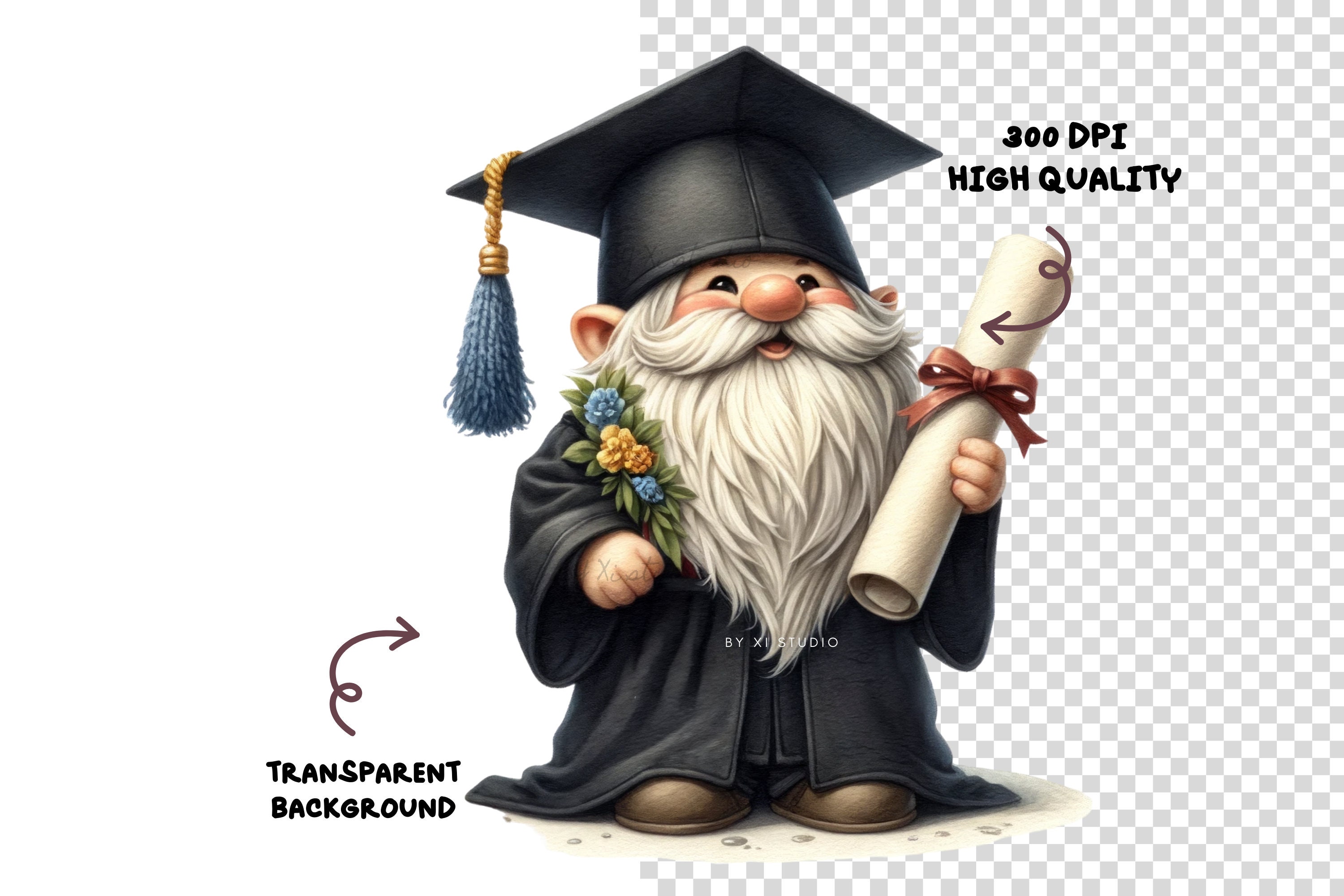 Graduation Gnome Clipart, Graduate Gnome PNG, Graduating Clipart, Gnome ...