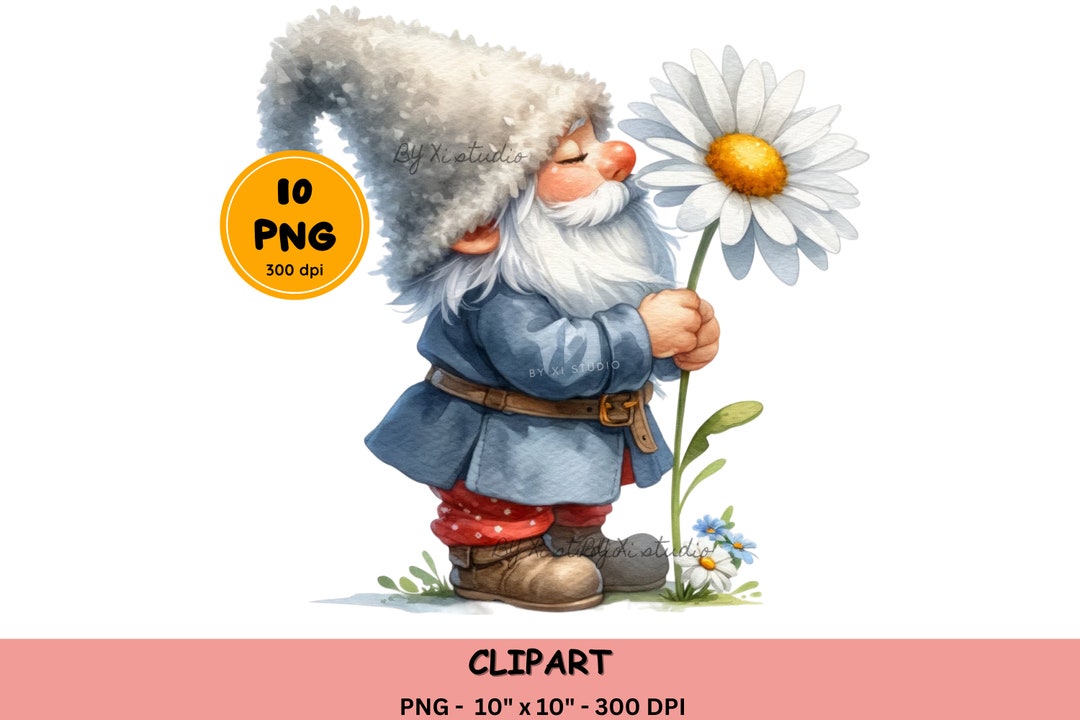 Watercolor Spring Gnome Clipart, Summer Gnome Clip Art, Flower Gnomes ...