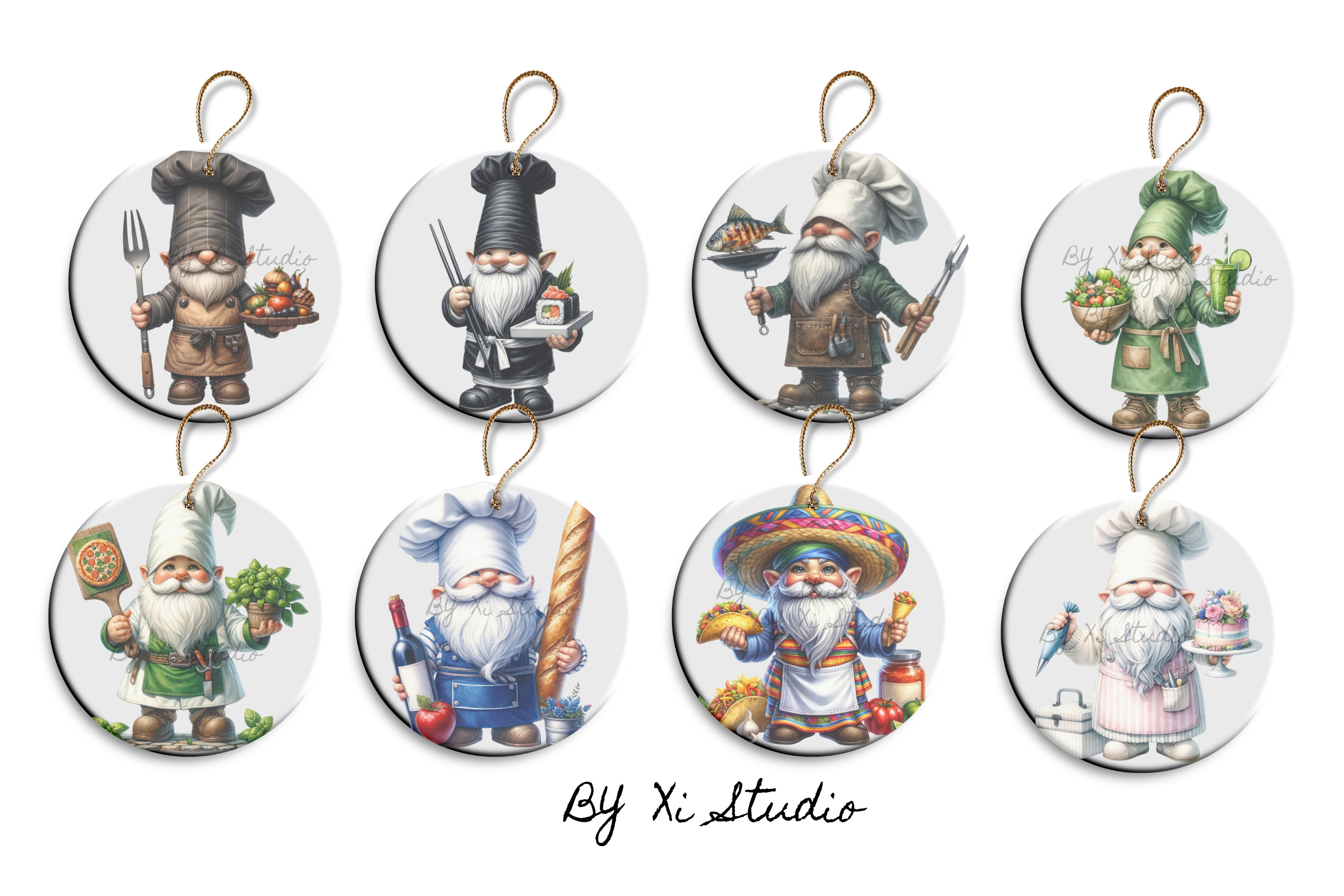 Watercolor Chef Gnomes, Cooking Gnome Png, Kitchen Gnome Illustration ...