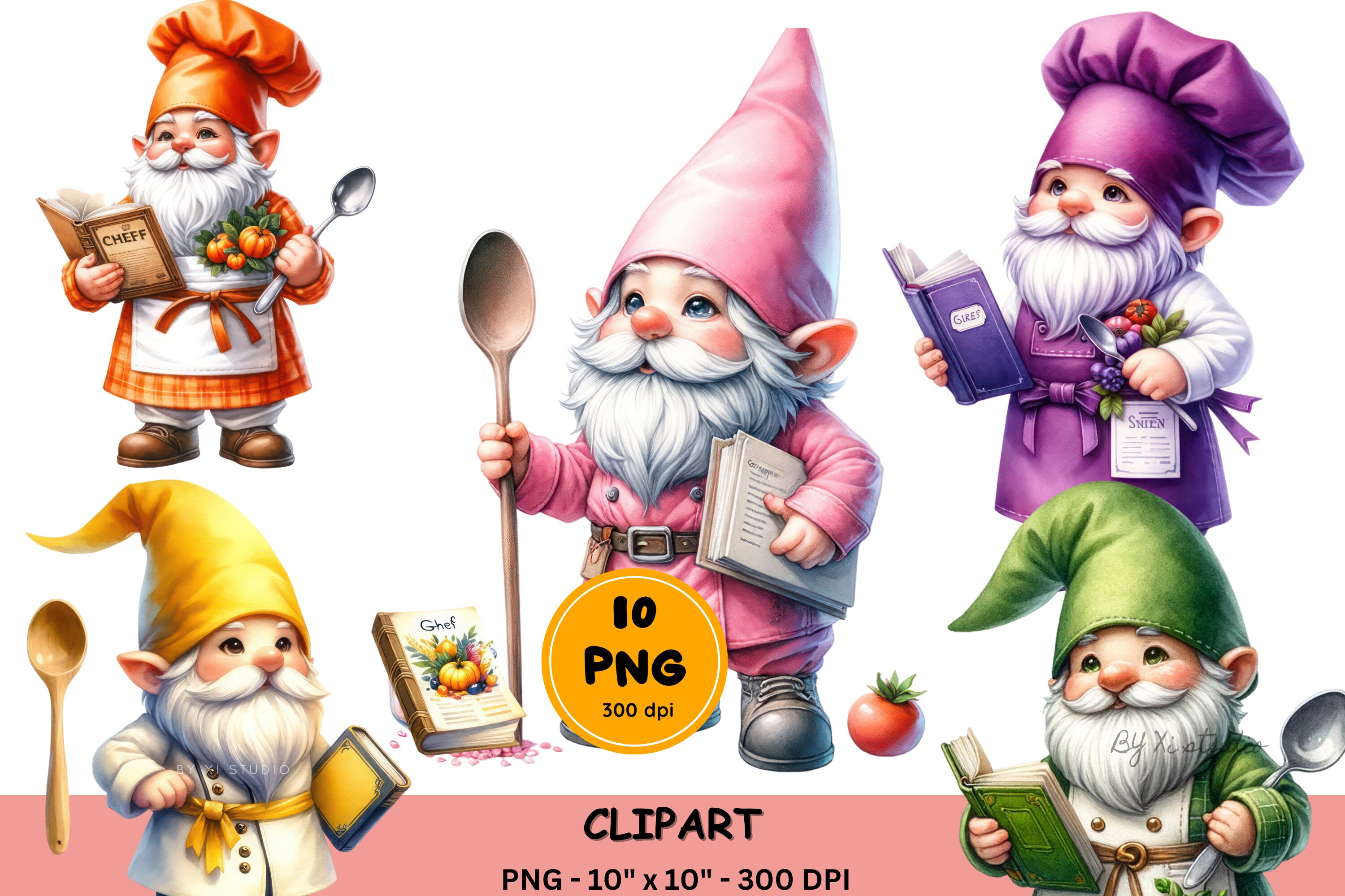 Watercolor Chef Gnome, Cooking Gnome Png, Kitchen Gnomes Illustration ...