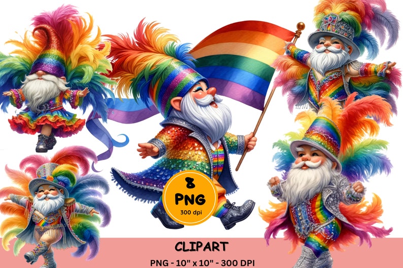 LGBTQ Pride Gnome Clipart, Rainbow Pride Gnome PNG, LGBT Pride ...