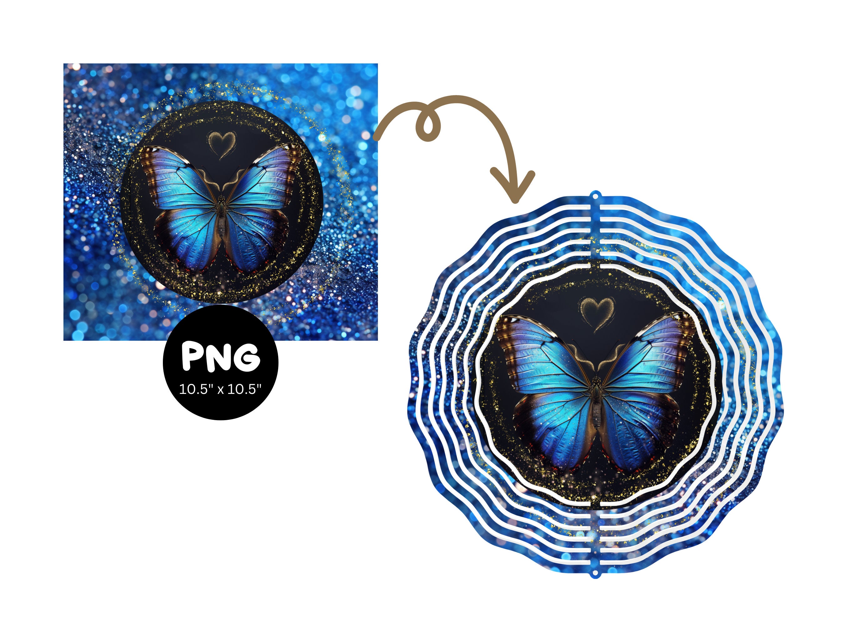 Blue Butterfly Wind Spinner Sublimation Design, Butterly Png, Butterfly ...