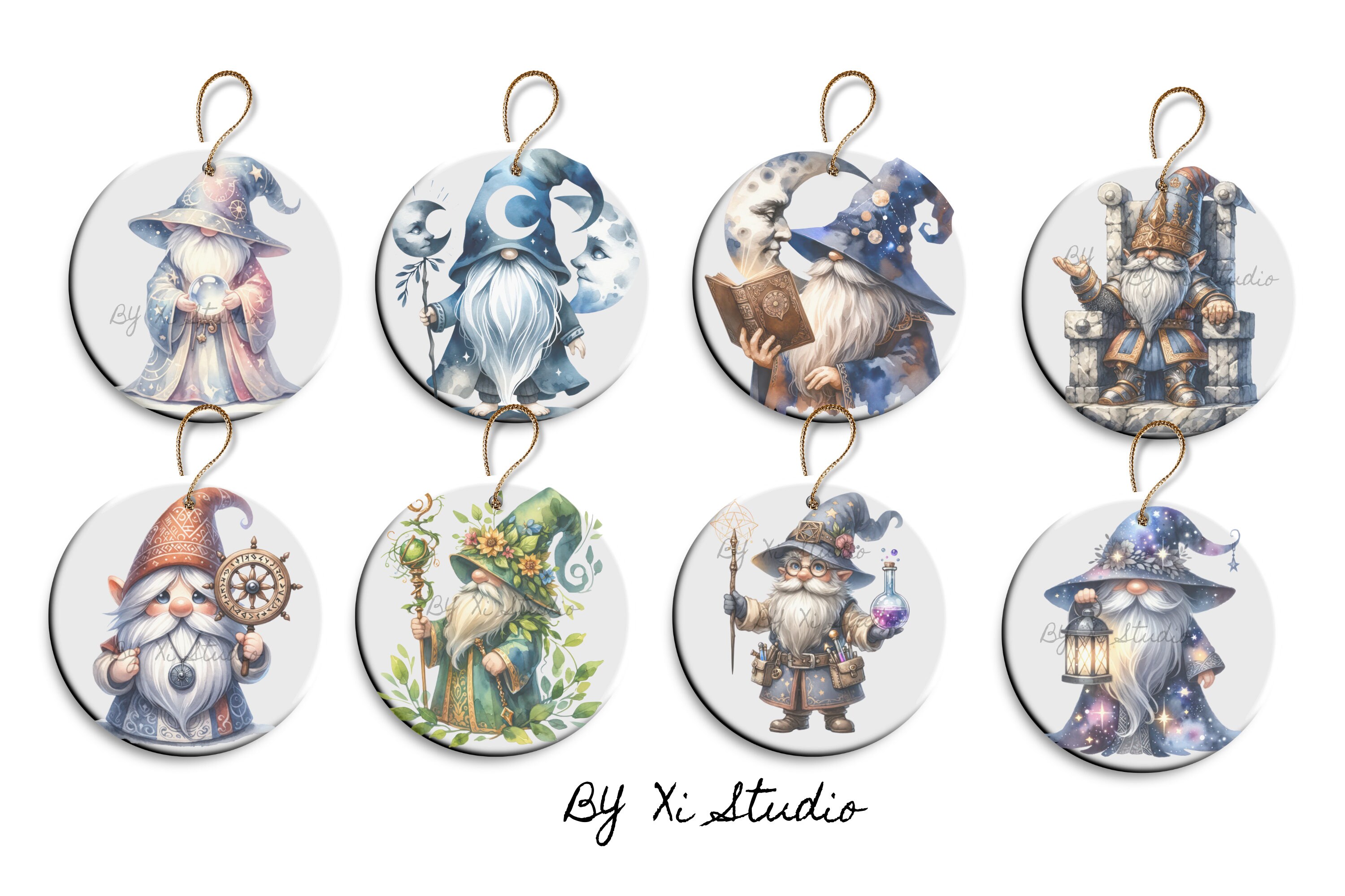 Watercolor Wizard Gnome Clipart, Celestial Gnome PNG, Wizard ...