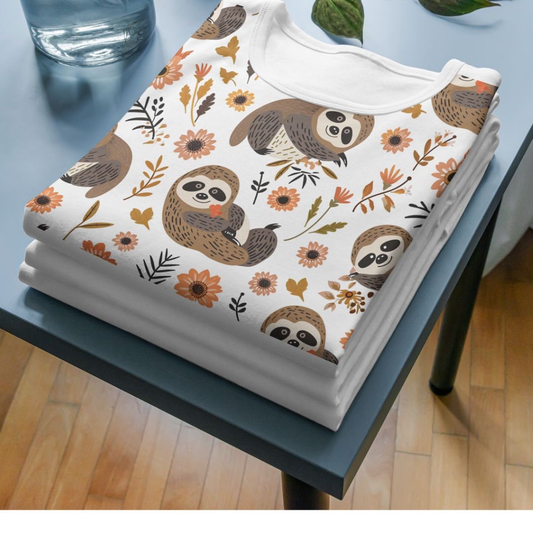 Sloth Illustration Digital Paper, Seamless, Printable Craft Paper ...