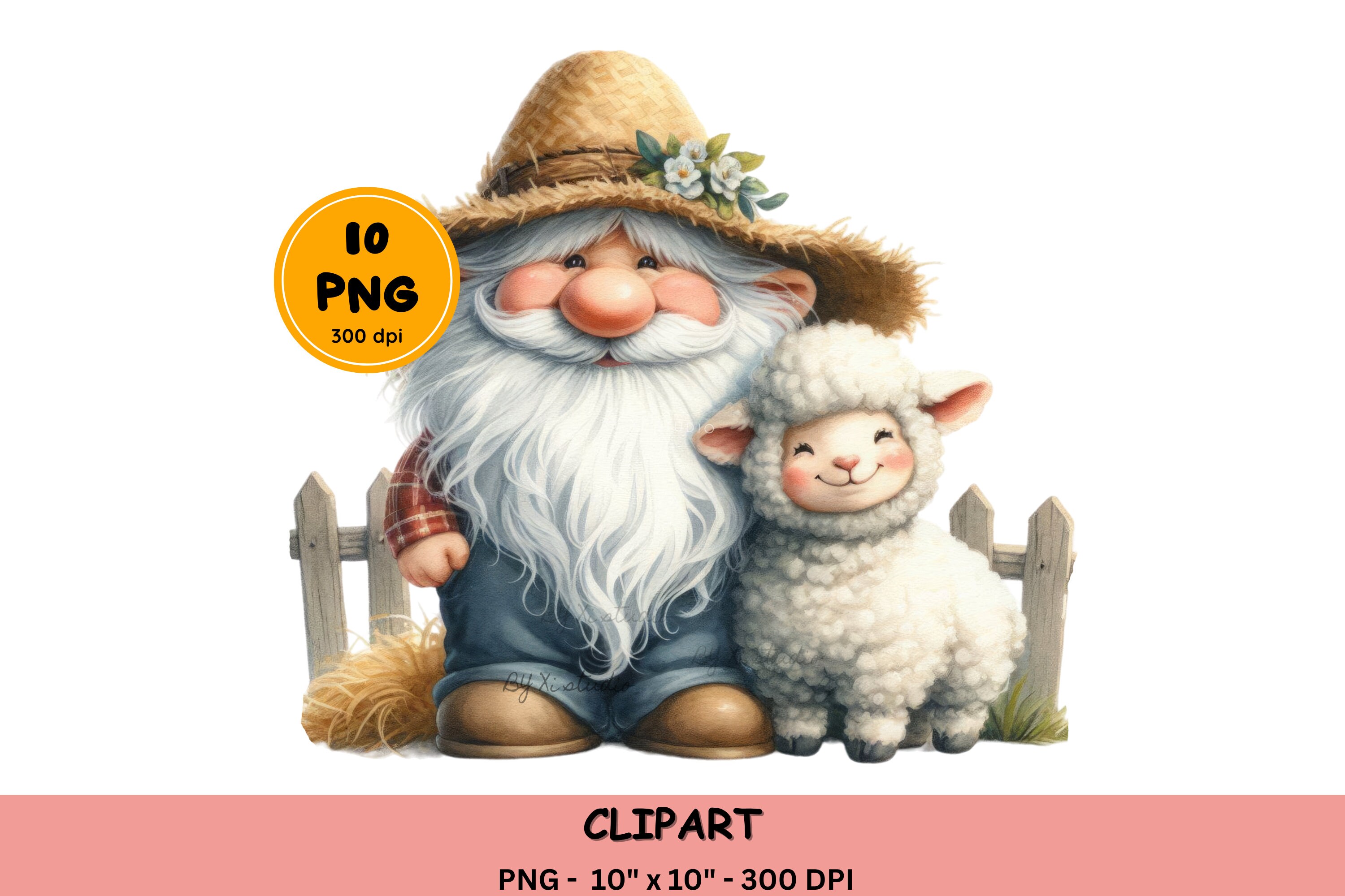 Farmer Gnome Clipart, Farm Animals PNG, Cute Gnome Png, Gnomes ...
